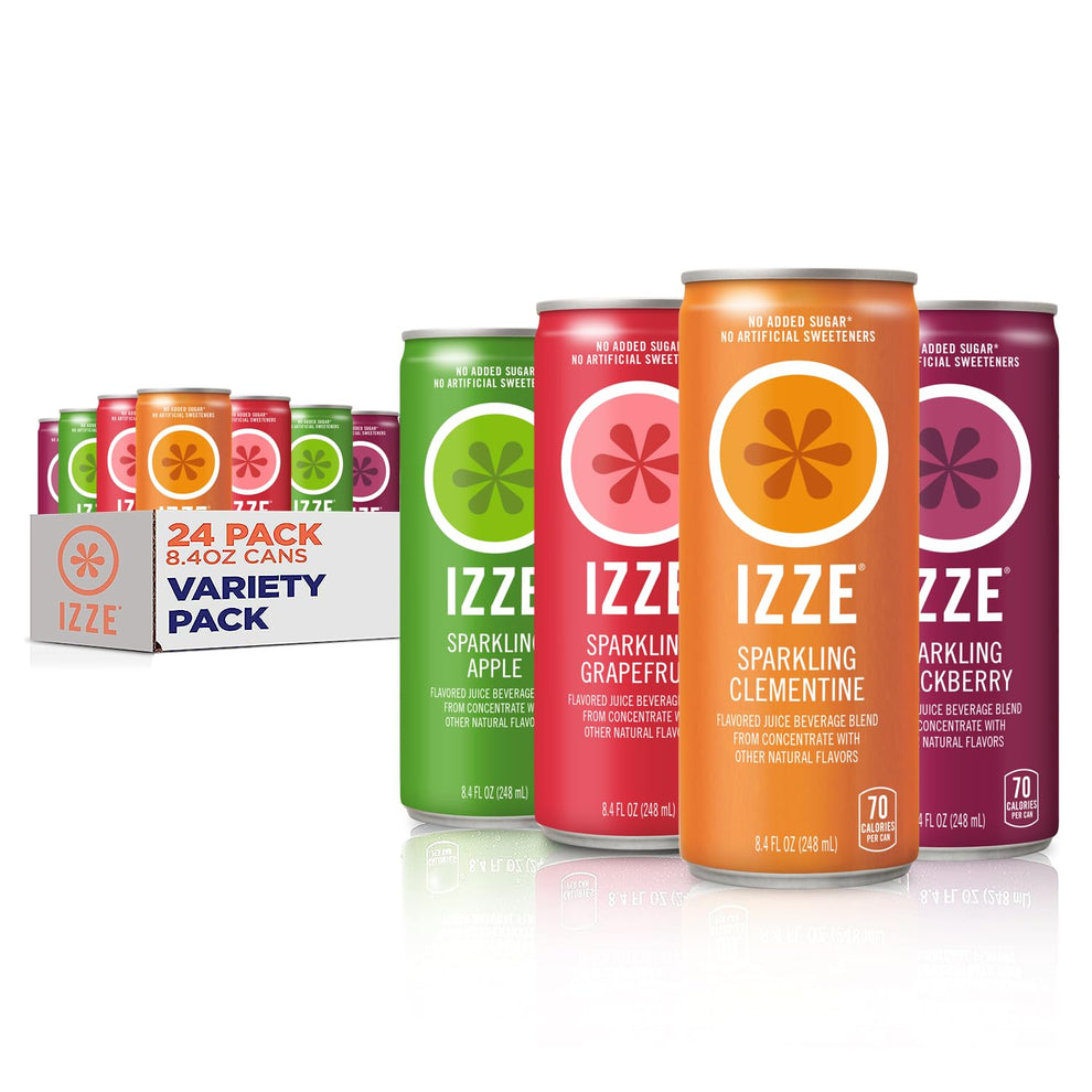 Izze Sparkling Juice, 4 Flavor Variety Pack, 8.4 Fl Oz (24 Count ...